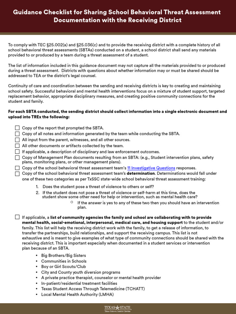 SBTA Documentation Sharing Guidelines | PDF | Mental Health | Information