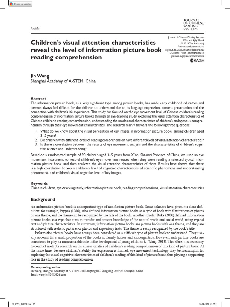Eye-Tracking in Children's Picture Books | PDF | Reading Comprehension ...