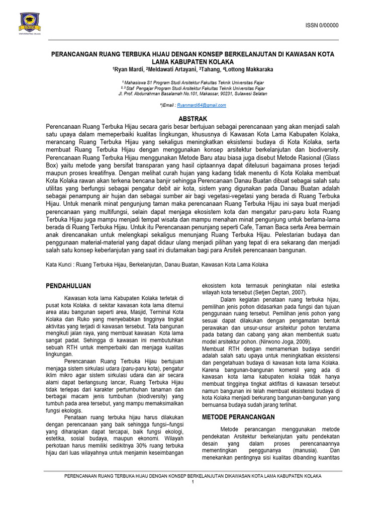 RTH Berkelanjutan di Kota Lama Kolaka | PDF