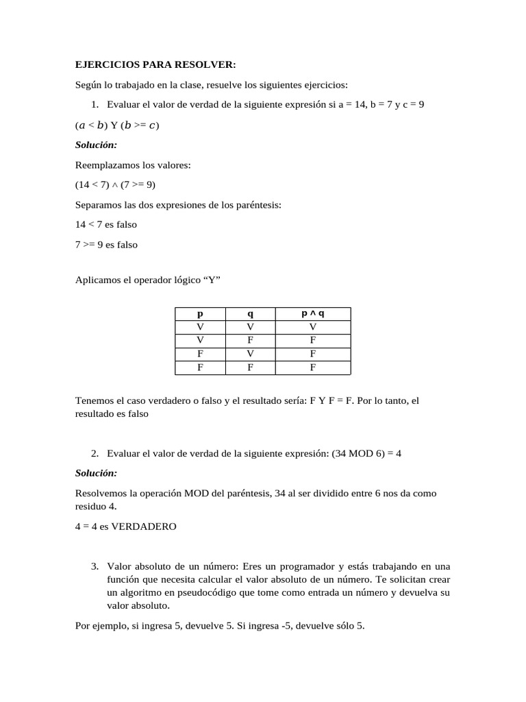 TRABAJO #06 - Estructura Condicional Simple. Operadores Relacionales y Lógicos. Representación ...