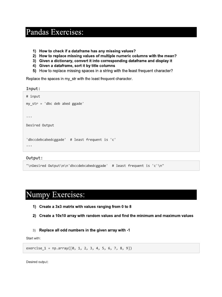 Numpy and Pandas Operation | PDF