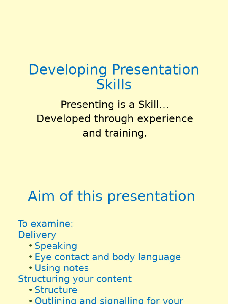 Introduction To Presentation Skills | PDF | Body Language | Human ...