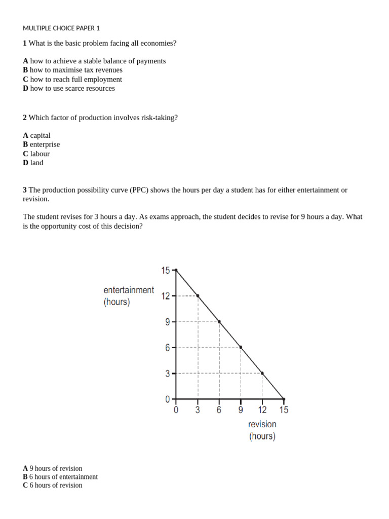 Multiple Choice Paper 1 | PDF | Economics | Economies