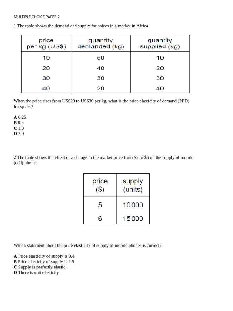 Multiple Choice Paper 2 | PDF
