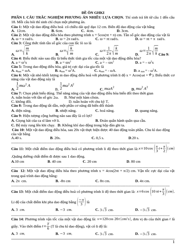 ĐỀ ÔN GHKI | PDF