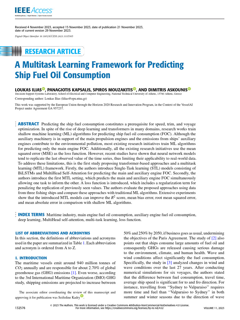 A Multitask Learning Framework For Predicting Ship Fuel Oil Consumption | PDF | Artificial ...