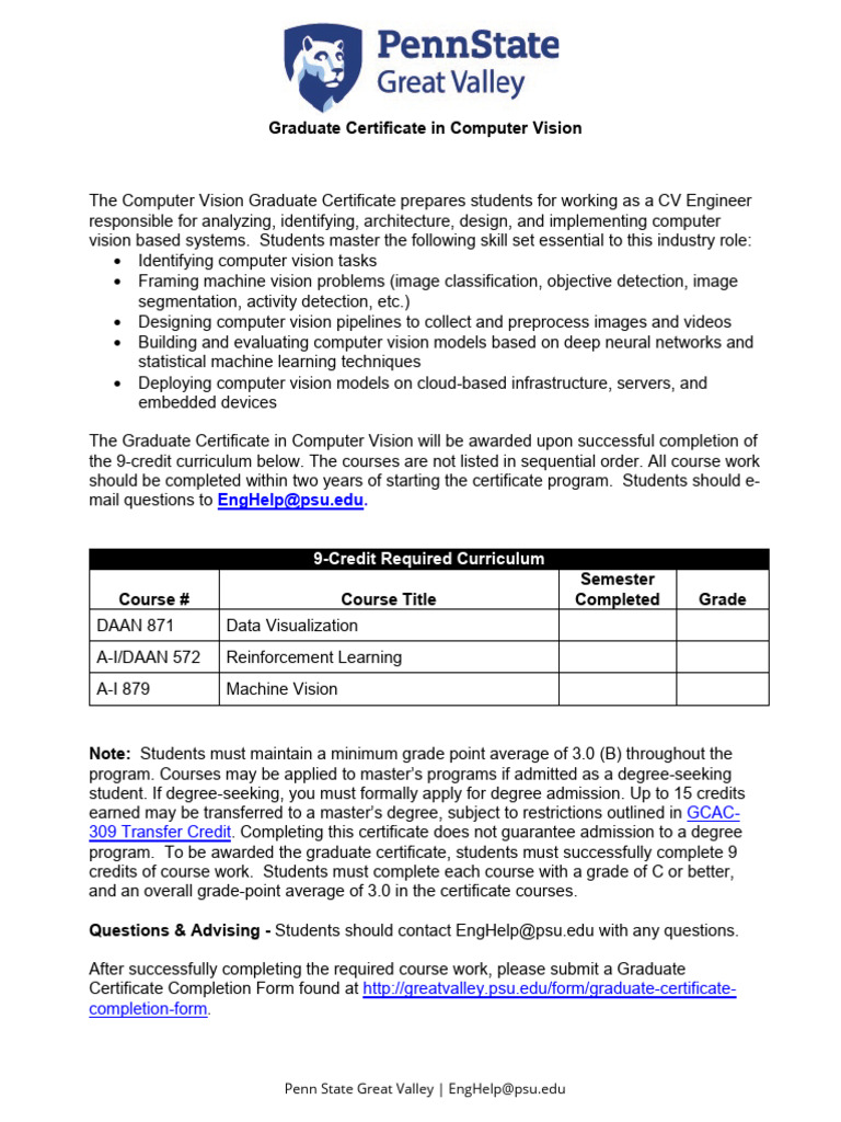 Computer Vision Certificate Plan Study | PDF | Computer Vision ...