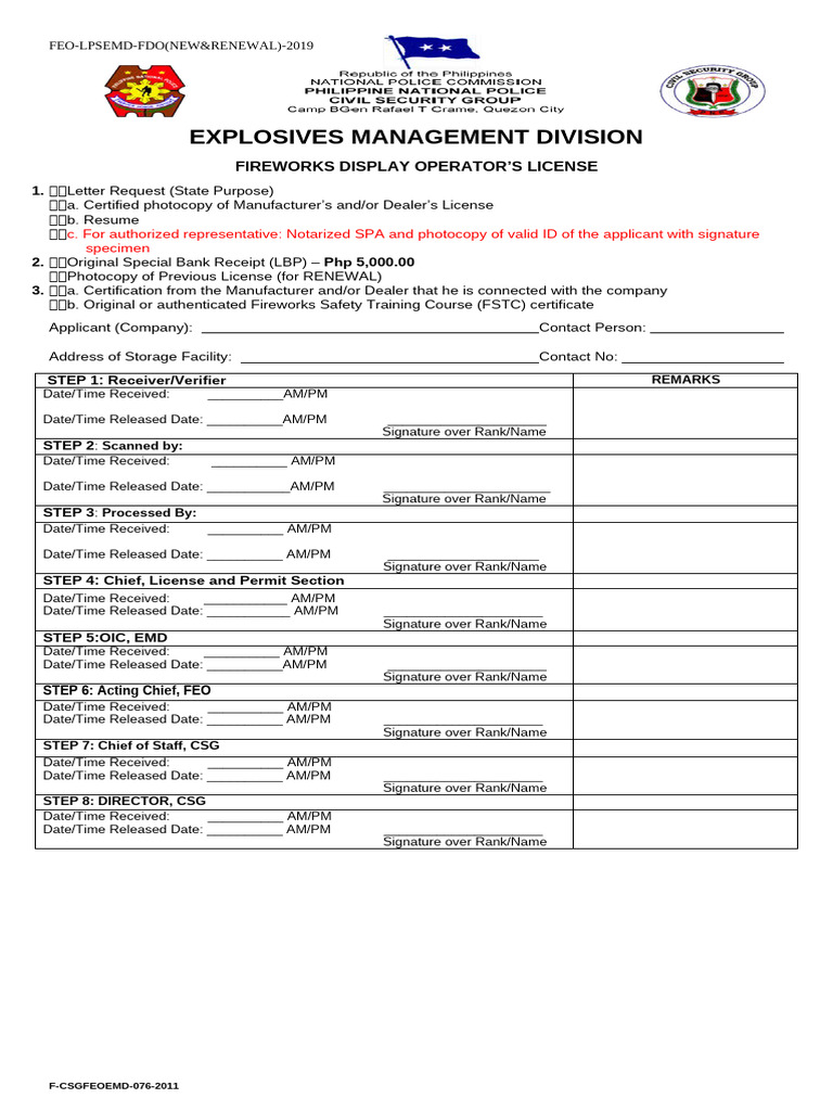 Fireworks Display Operators License | PDF | Authentication | Access Control