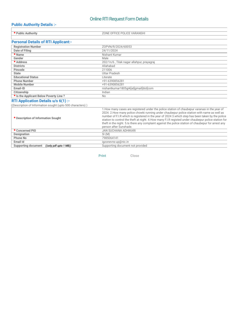 Online RTI Information System __ RTI Online __ | PDF