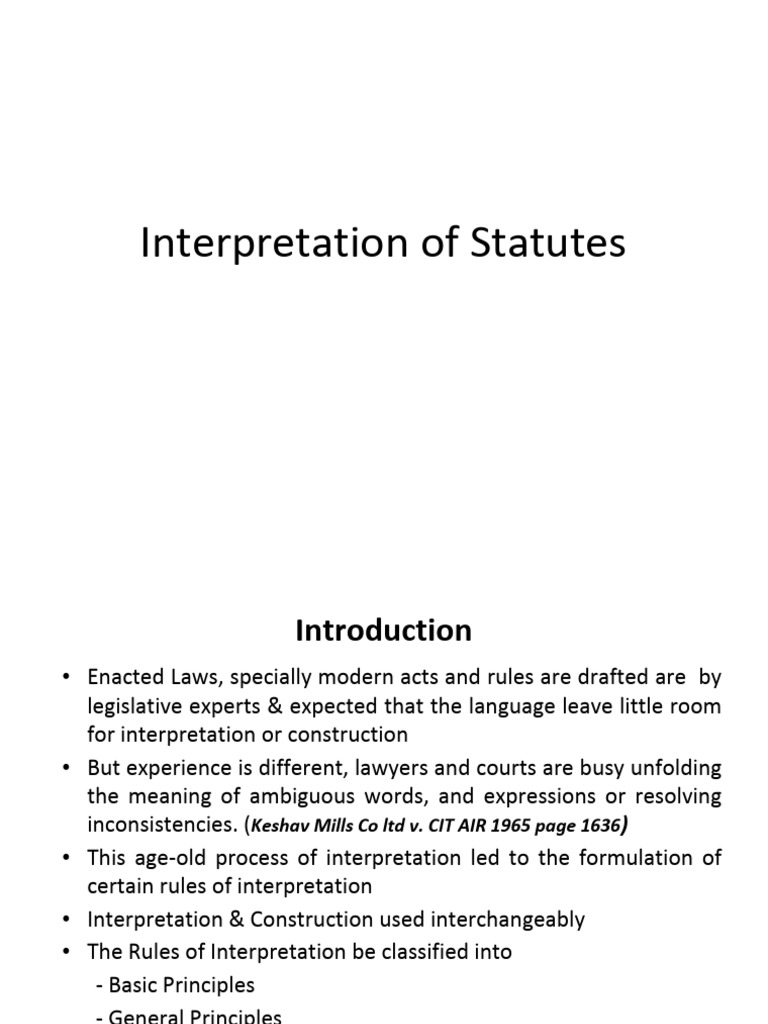 Interpretation of Statutes 4 | PDF | Plain Meaning Rule | Statutory ...