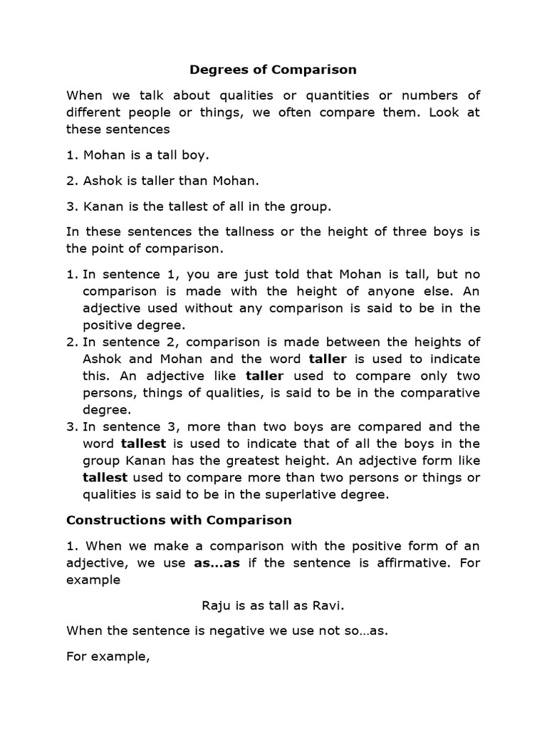 Understanding Degrees of Comparison | PDF | Linguistics | Linguistic ...