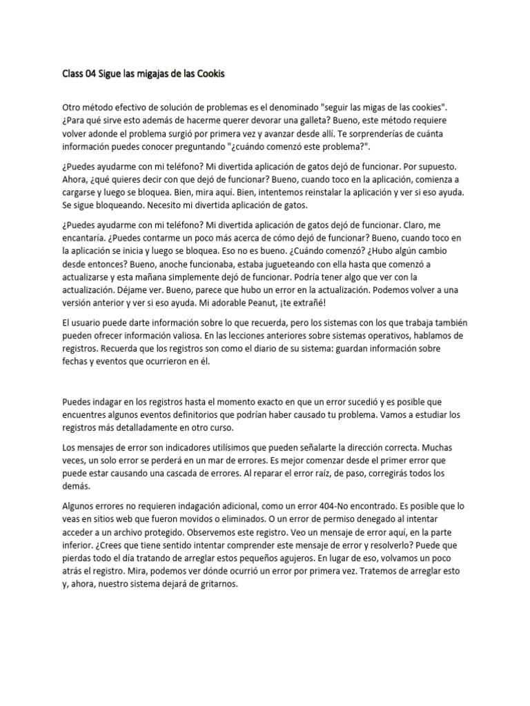 Class 04 Sigue Las Migajas de Las Cookis | PDF