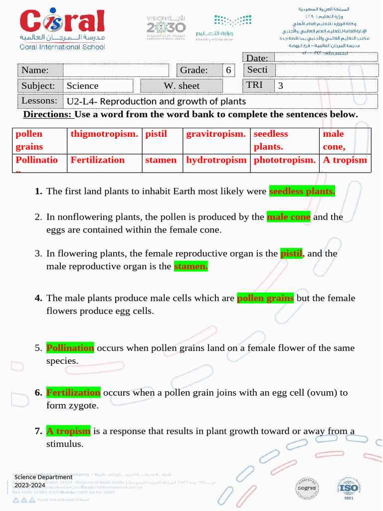 GR 6 U2-L3-Reproduction and Growth of Plants .Ak | PDF | Flowers | Plants