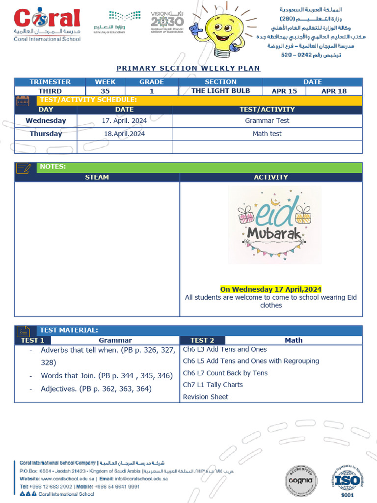 Weekly Plan - Gr1 the Light Bulb | PDF | Linguistics | Languages