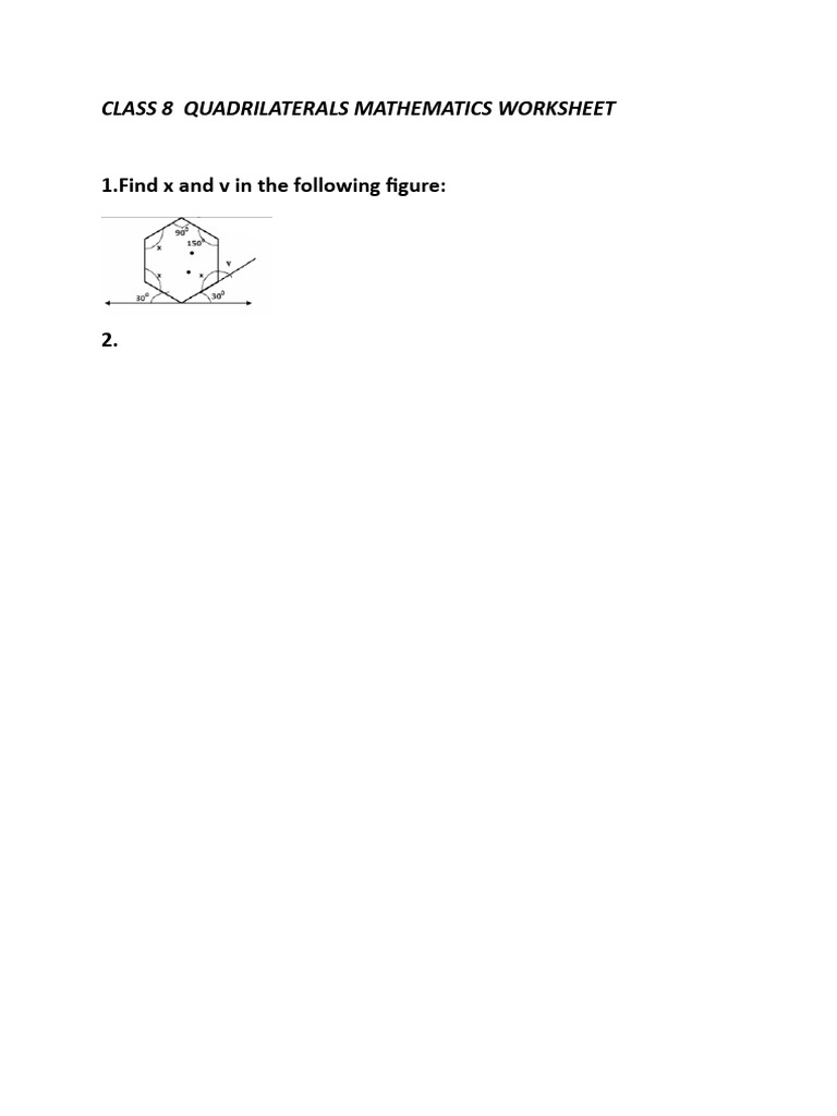 Class 8 Quadrilaterals Mathematics Worksheet | PDF
