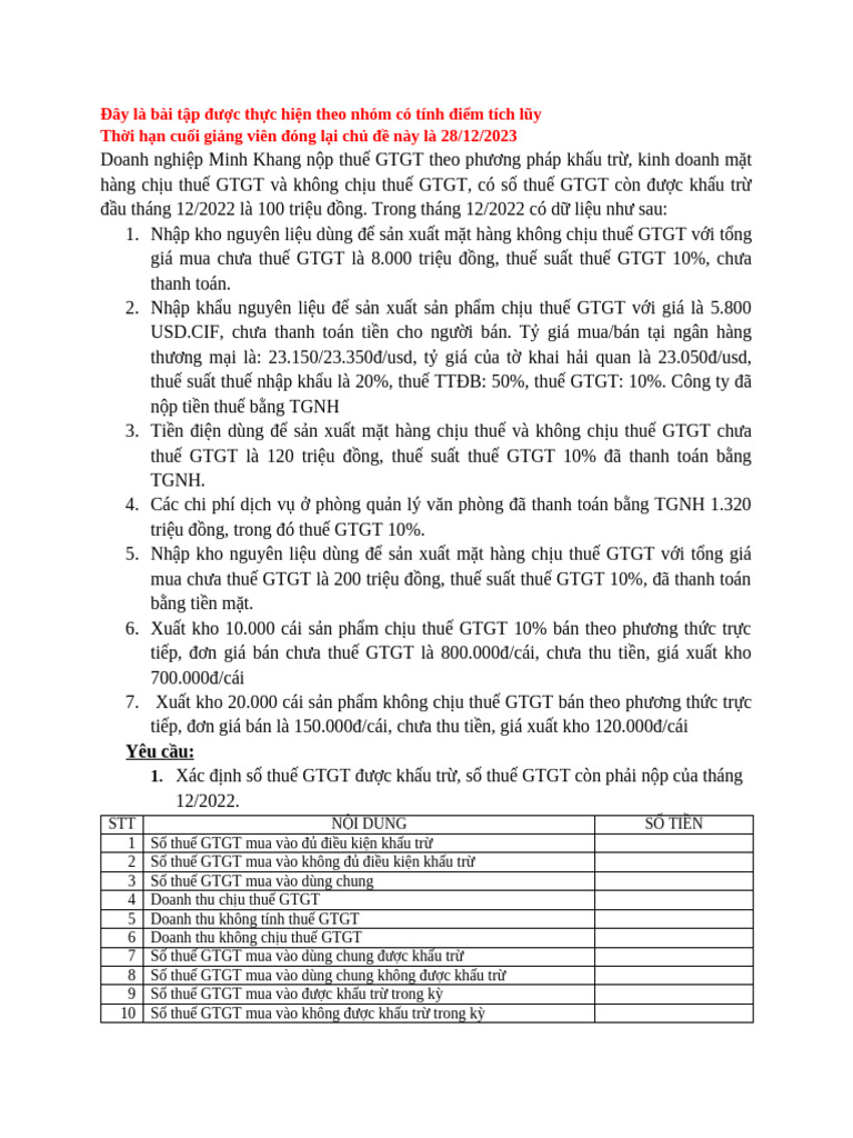 BAI TAP BT02_THUE GTGT_TINH DIEM TICH LUY_2024 (2) | PDF