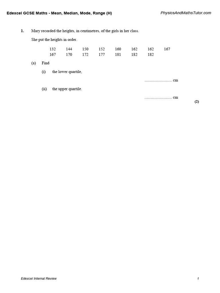9th Nov Stats Practice Sheet | PDF