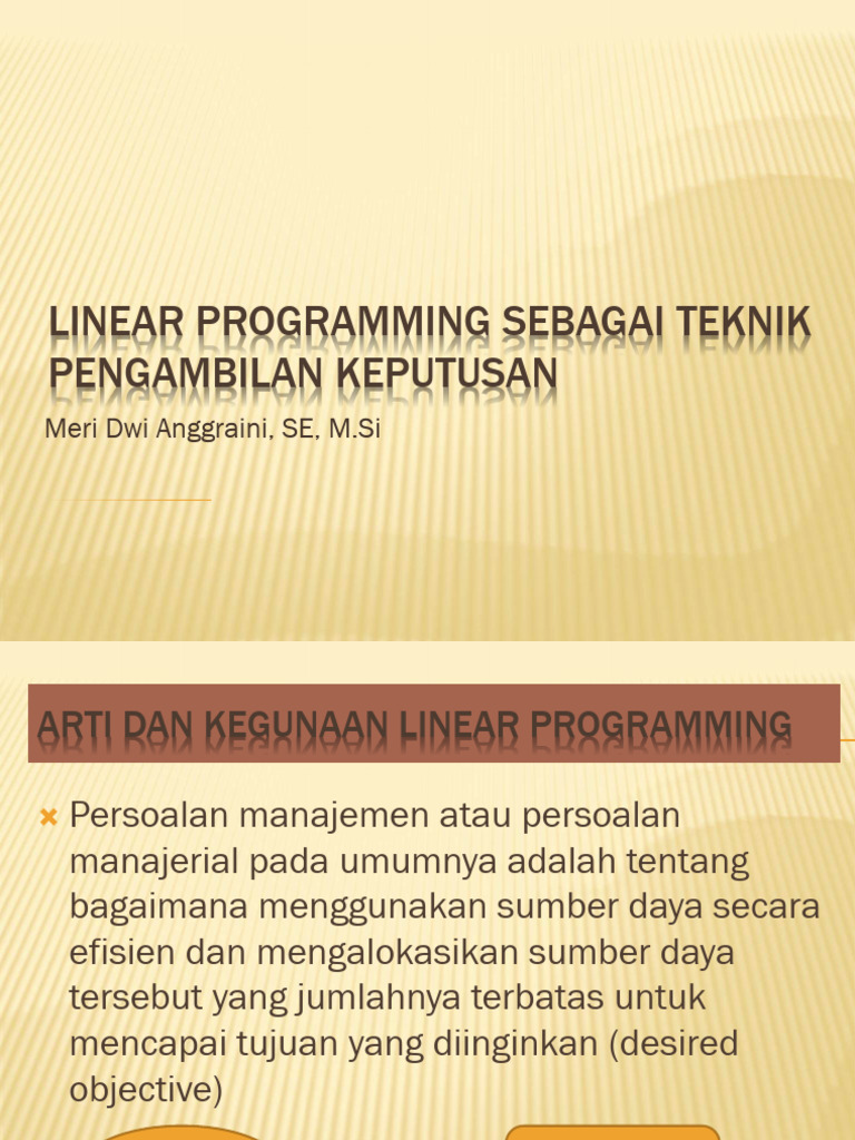Linear Programming Sebagai Teknik Pengambilan Keputusan (1 ...