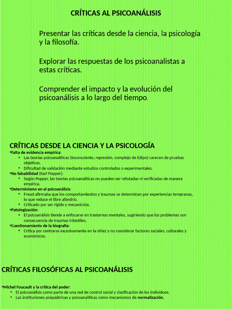 Ppt Criticas Al Psicoanalisis | PDF | Psicoanálisis | Mente inconsciente