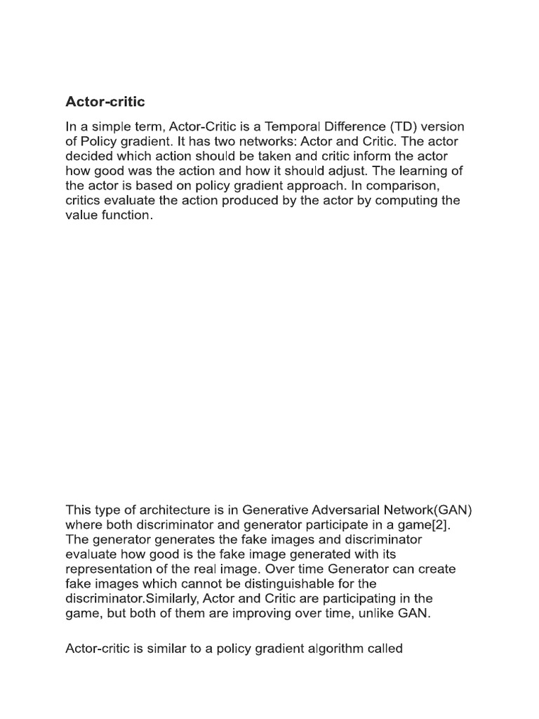 Actor Critic | PDF