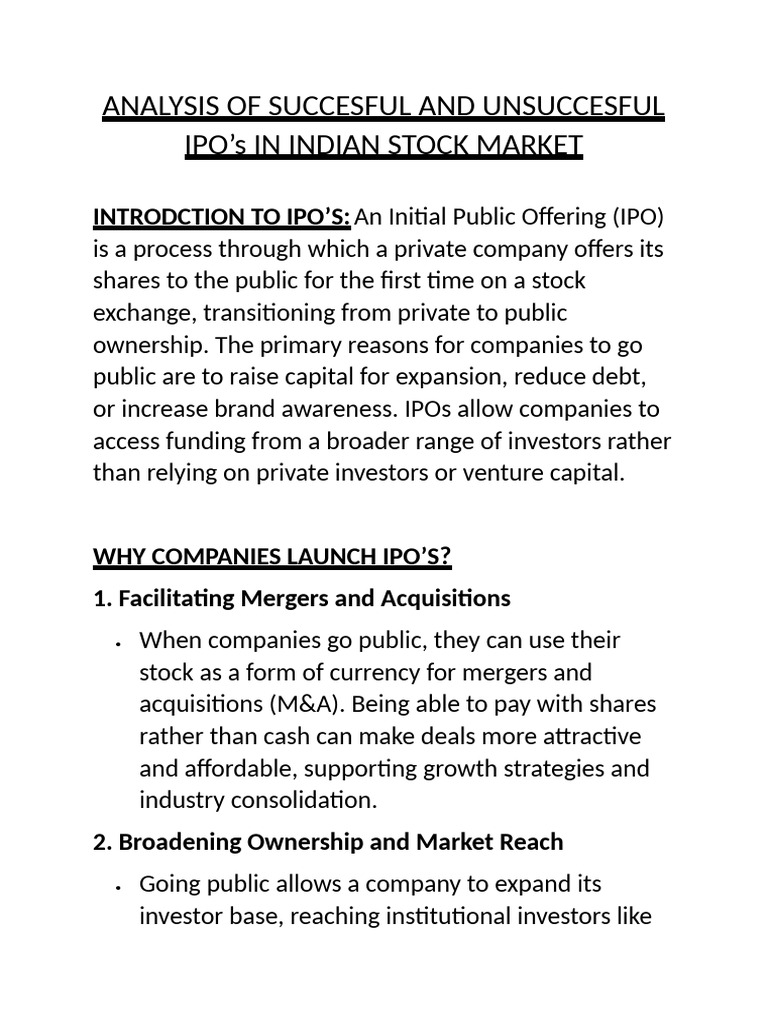 Analysis of Succesful and Unsuccesful Ipo | PDF | Initial Public ...