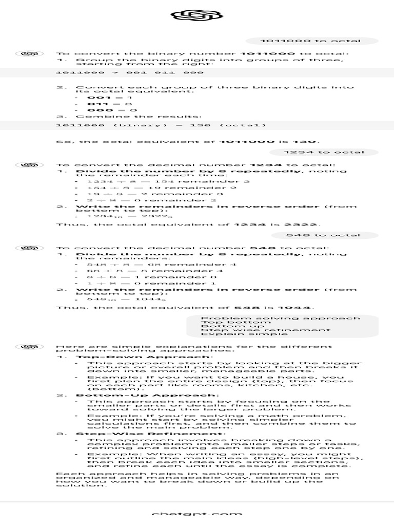 Binary to Octal Conversion | PDF