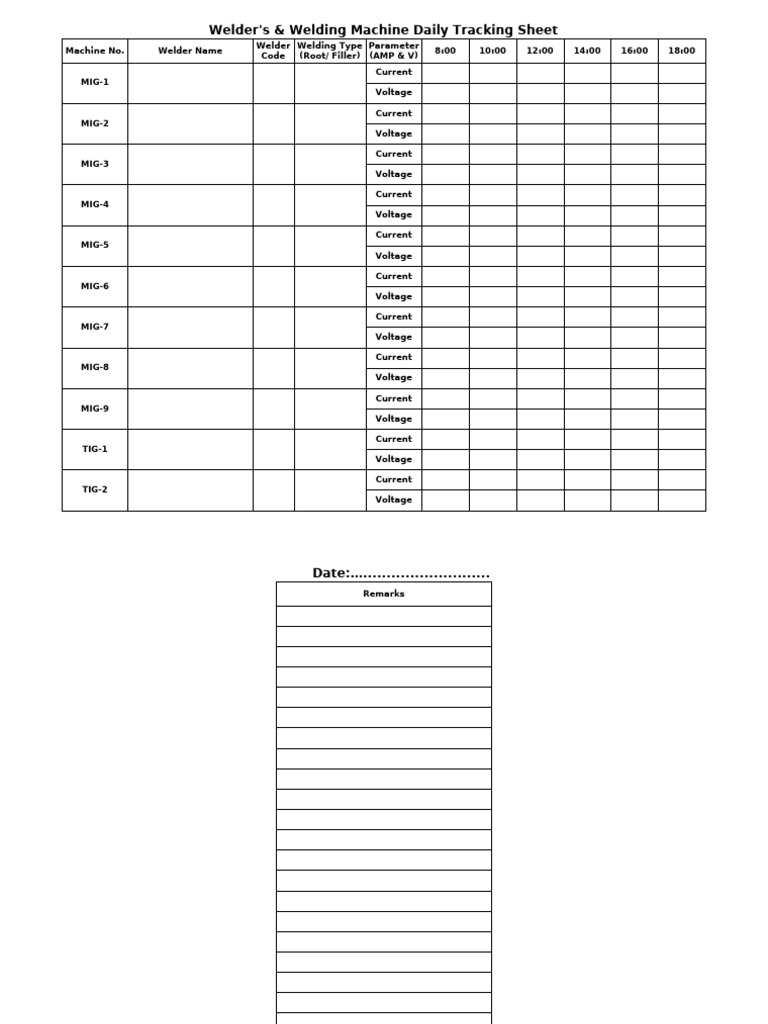 Welder's Tracking Sheet | PDF