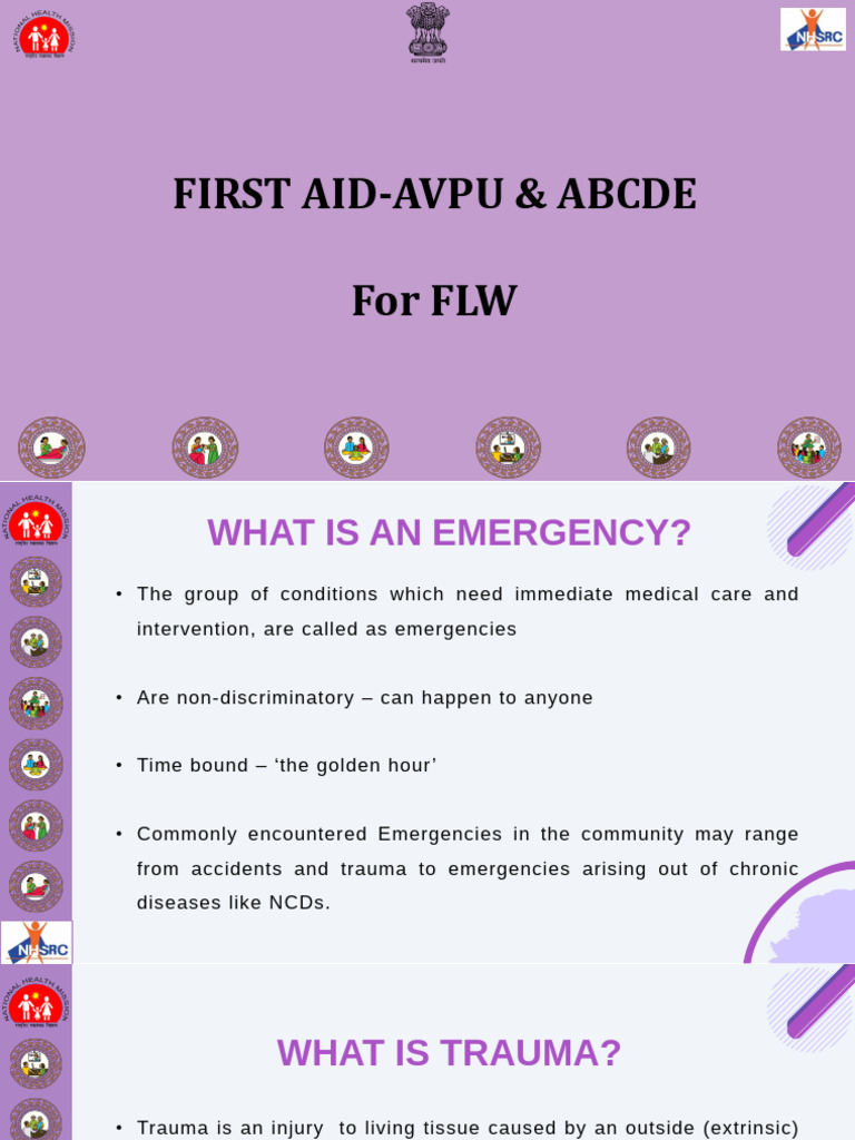 Emergency Care For FLW-First Aid AVPU and HABCDE | PDF ...