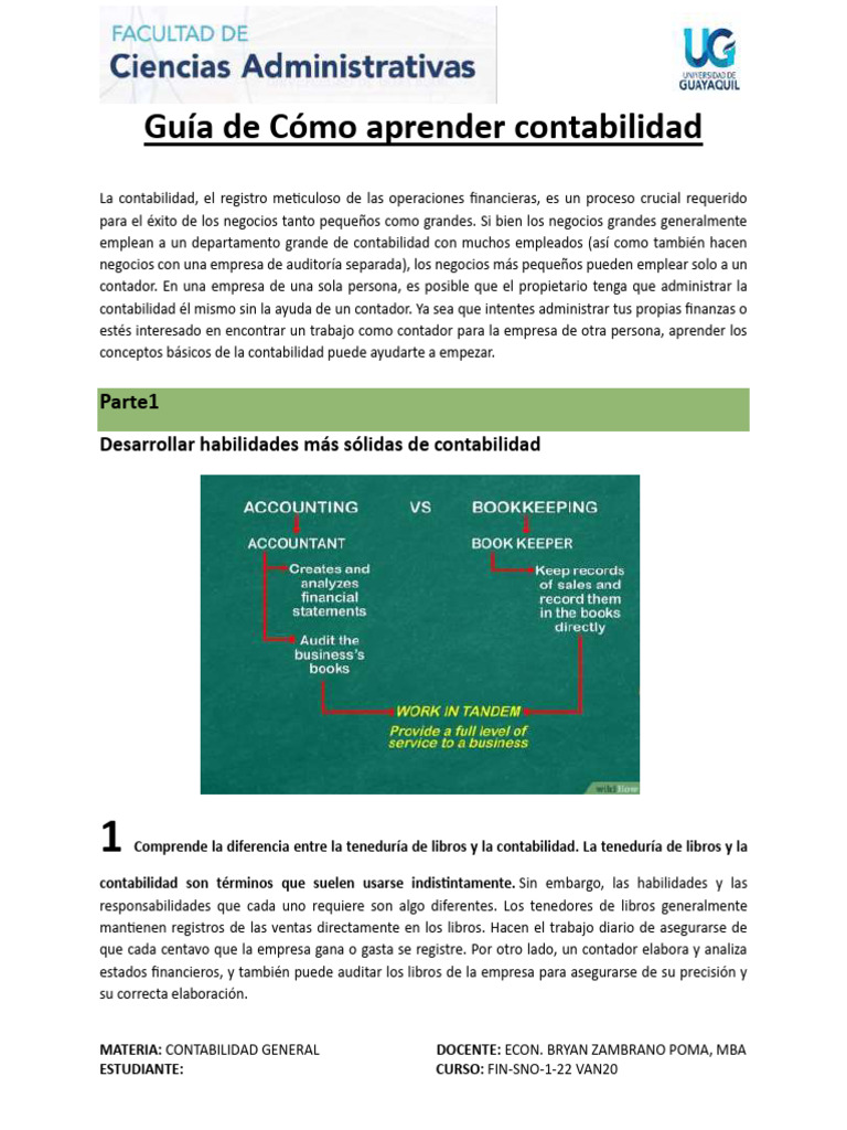 Guia Como Aprender Contabilidad Pdf Contabilidad Business