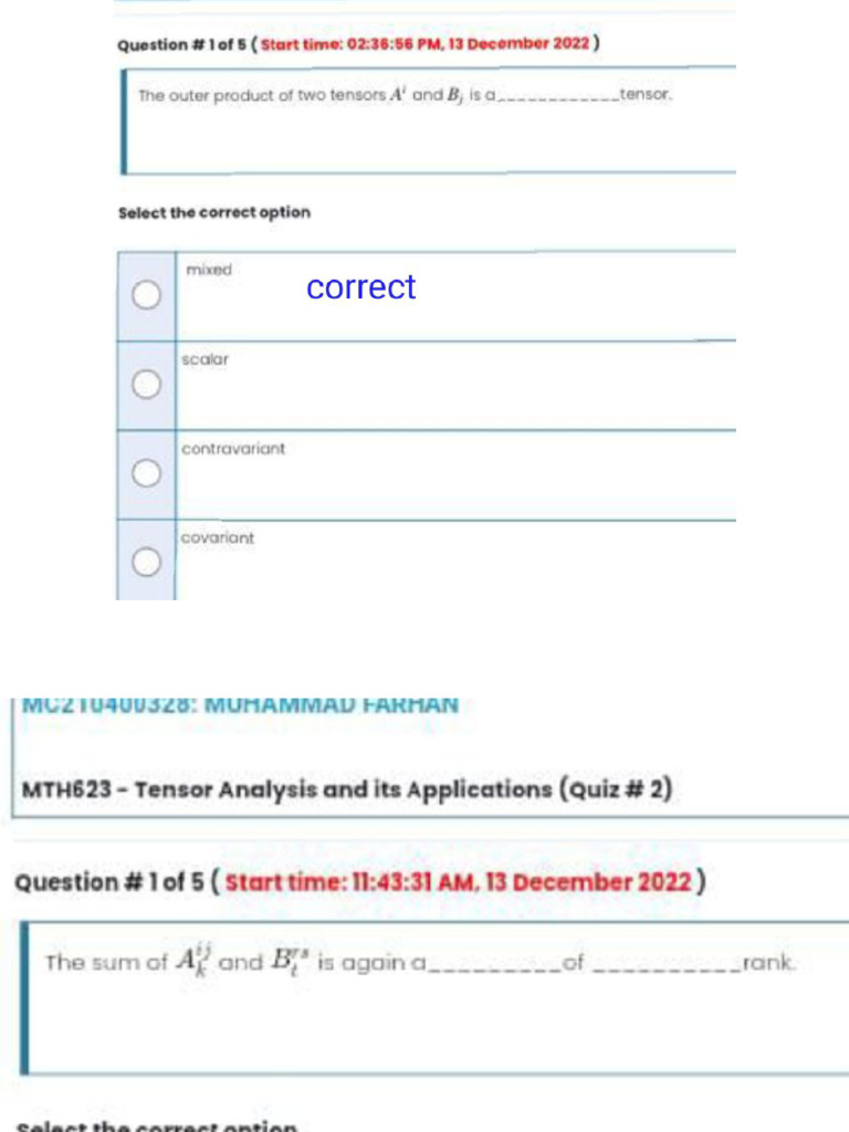 Mth623 (Quiz#2) Ali G Files | PDF