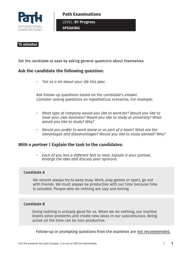 B1 Progress - Speaking Module | PDF | Cognition | Cognitive Science