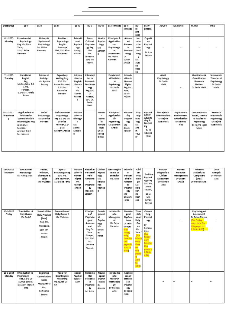 Final Term Date Sheet Fall 2024-1 | PDF