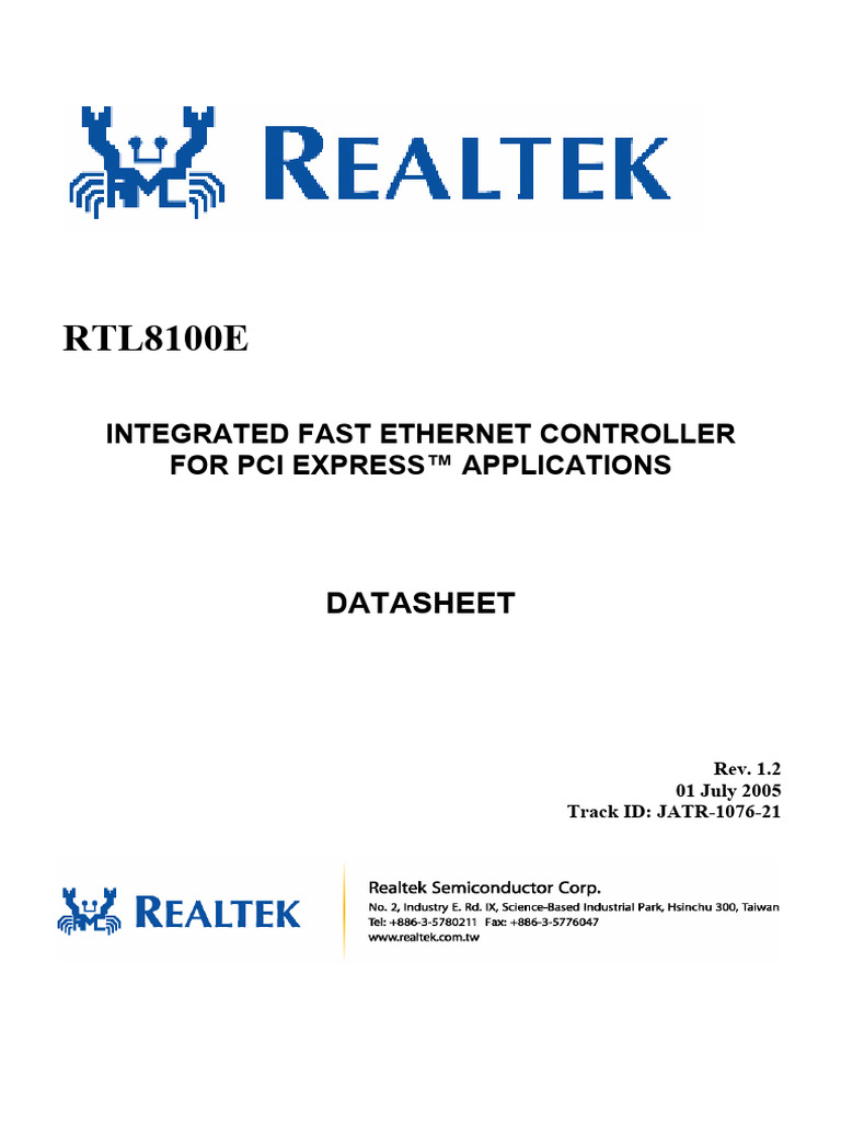 Datasheet RTL8105E | PDF | Ethernet | Computer Networking