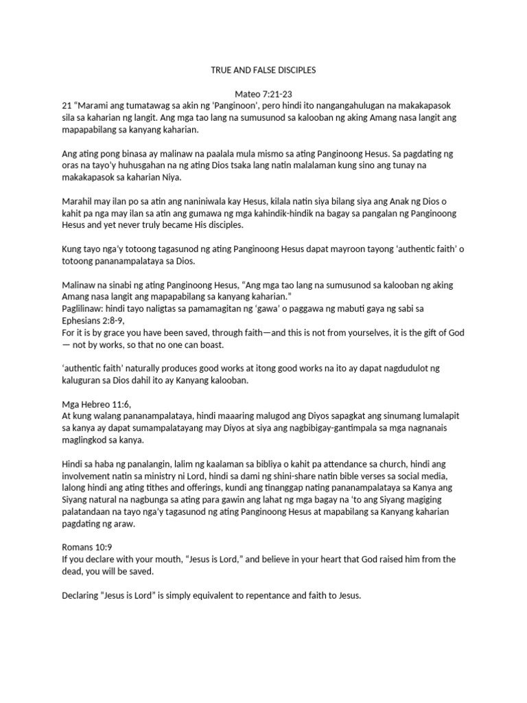 True and False Disciples | PDF