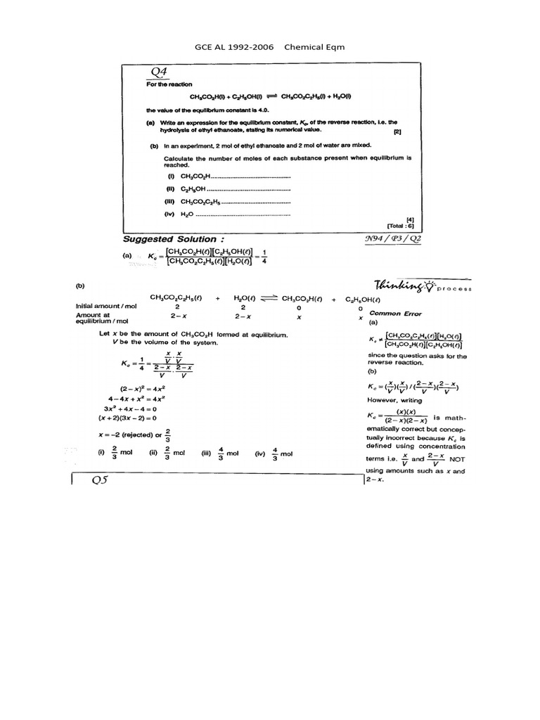 GCE AL 1992-2006 chem eqm | PDF