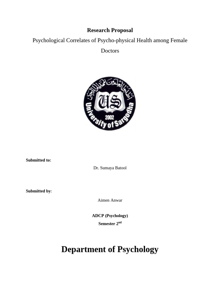 Synopsis AIMEN ANWAR ADCP | PDF | Social Support | Occupational Burnout