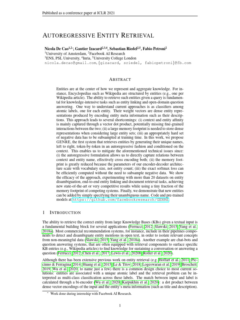 1115 Autoregressive Entity Retrieva | PDF | Information Retrieval ...