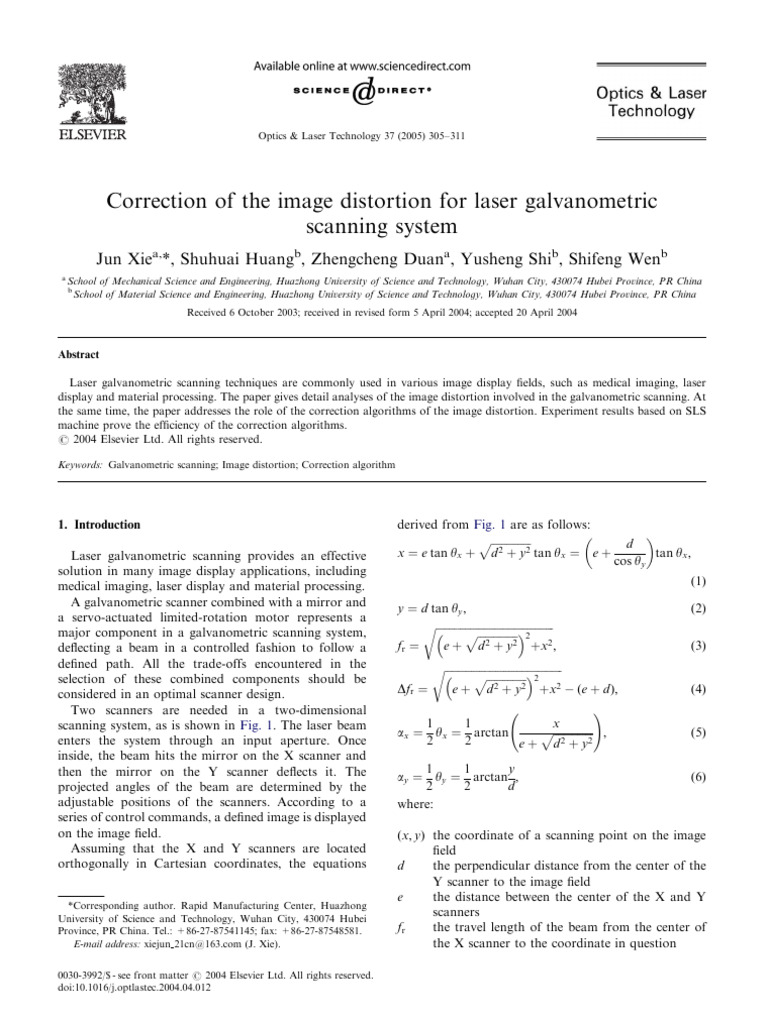 Correction of The Image Distortion For Laser Galvanometric | PDF ...