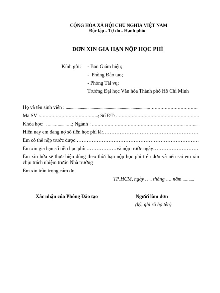 DON XIN GIA HAN HOC PHI(1) | PDF