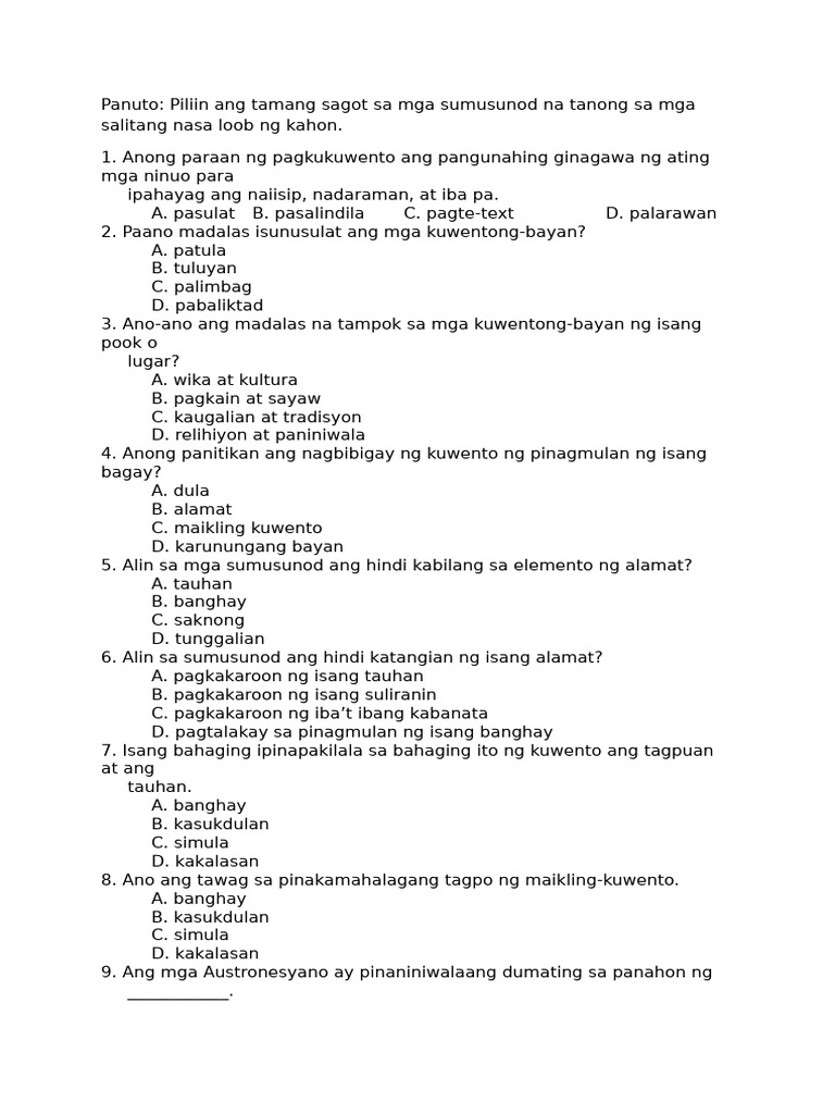 Grade 7 Long Quiz Second Quarter | PDF