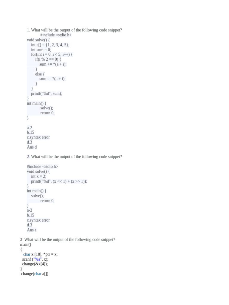 C Questions For 24 Aug Pdf Pointer Computer Programming Software Engineering