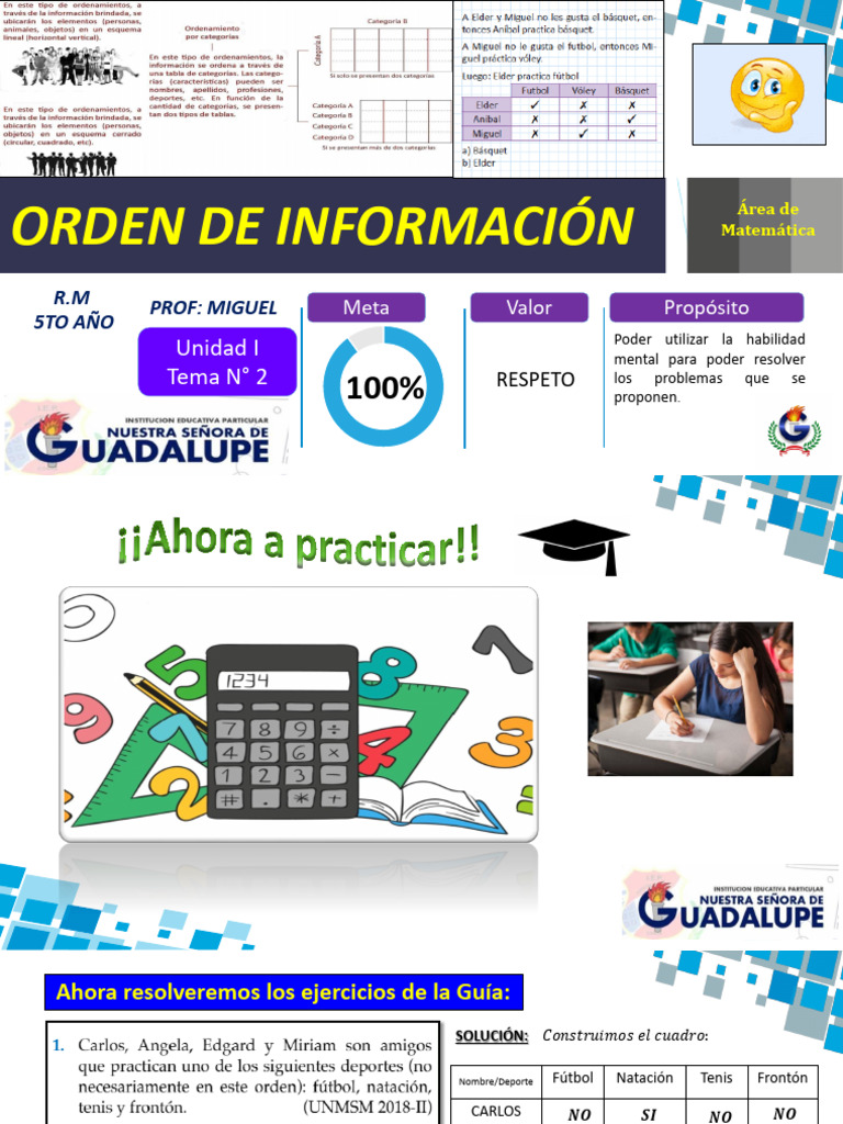 Ppt 5to RM S3 Orden Informacion (Ejercicios) | PDF