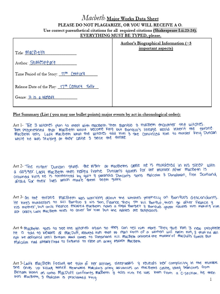 MWDS Macbeth 2024, English III A H | PDF | Macbeth