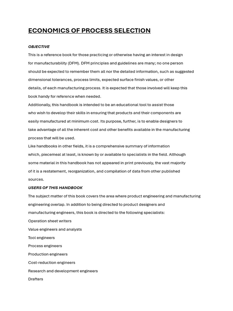 Economics of Process Selection | PDF | Machining | Forging