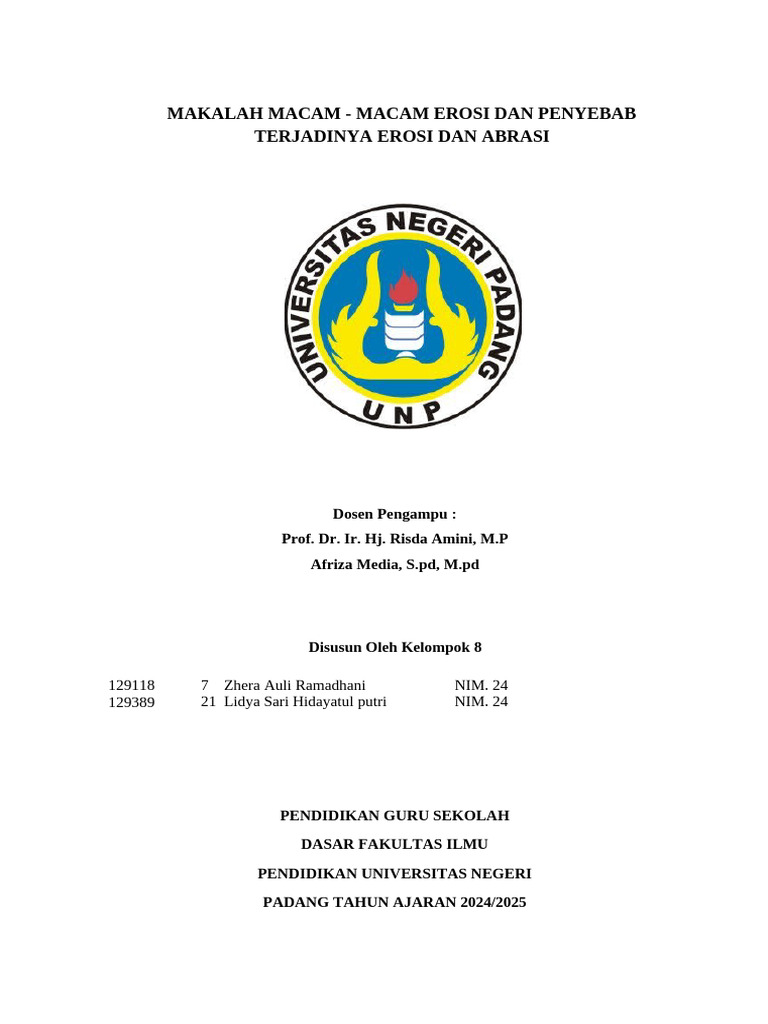 Makalah Kelompok 8 Macam-Macam Erosi Dan Penyebab Terjadinya Erosi Dan ...