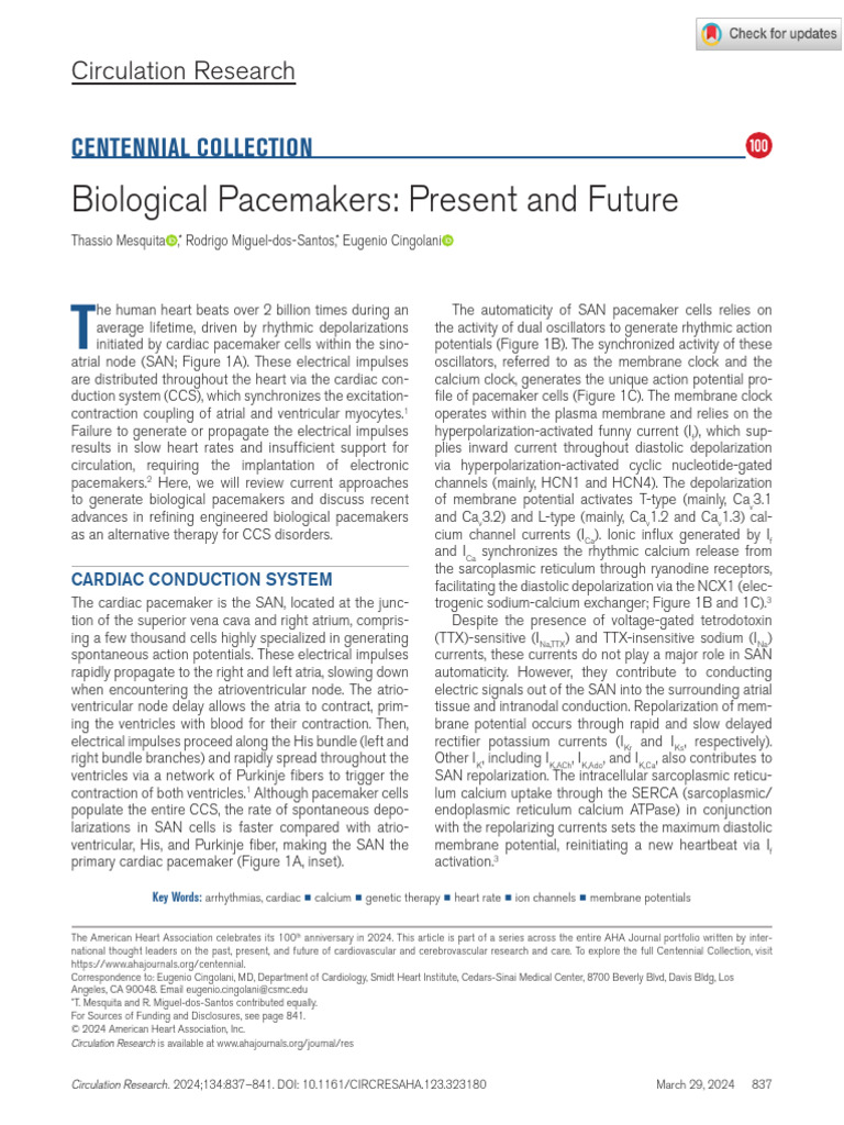 Biological Pacemakers: Advances & Future | PDF | Physiology ...