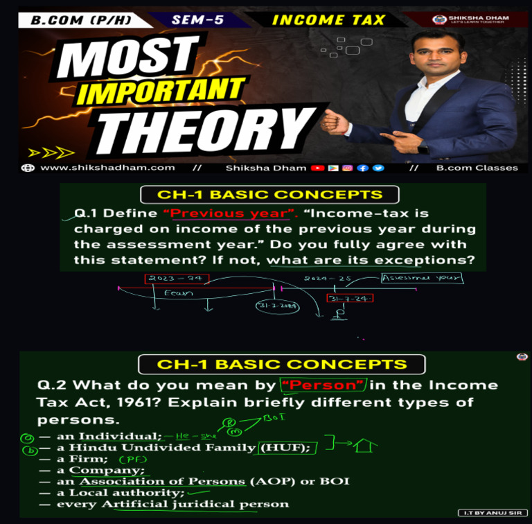Income Tax Important Theory | PDF