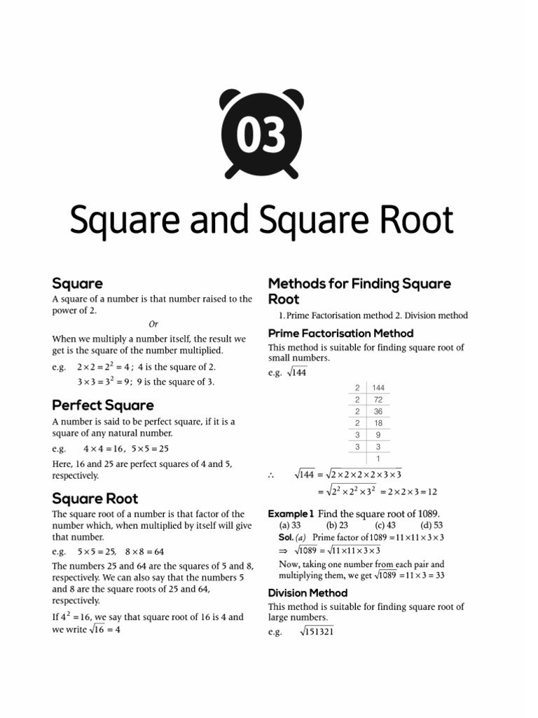 Square and Square Root | PDF