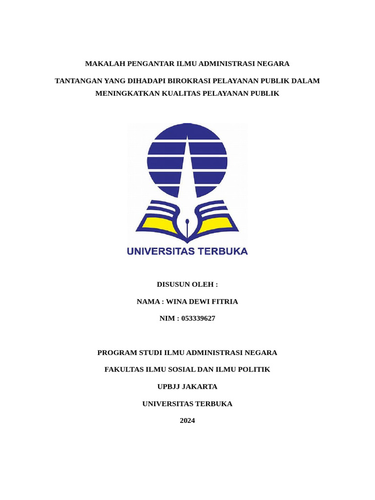 Contoh Cover Makalah Ut | PDF