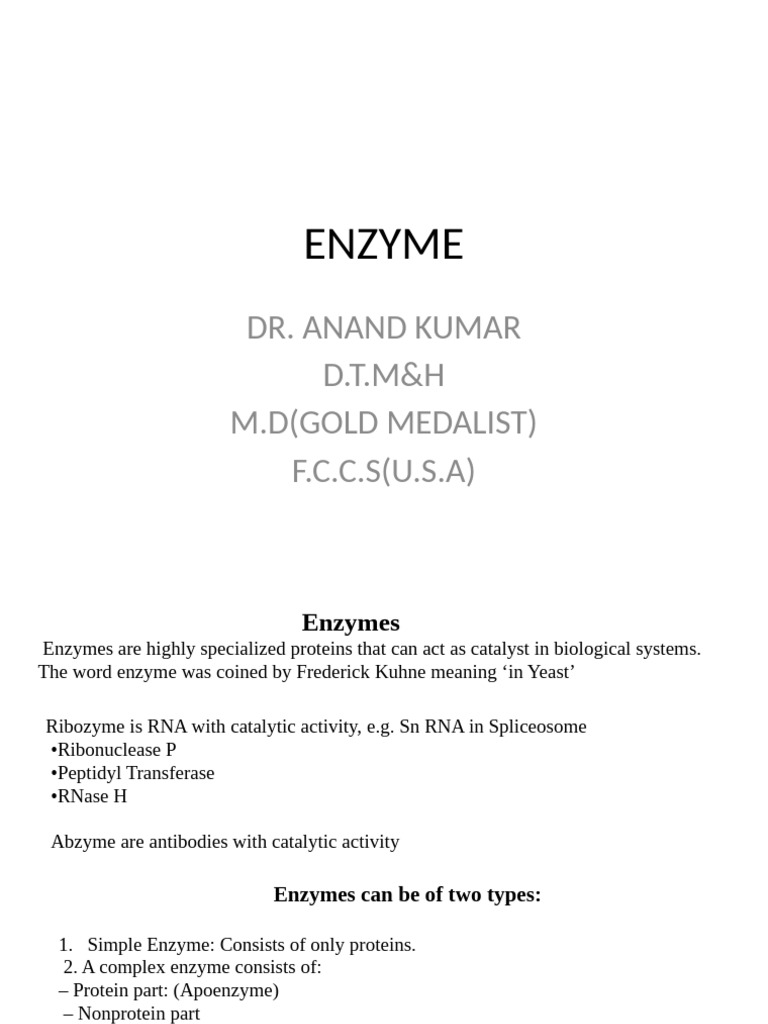 Enzyme | PDF | Cofactor (Biochemistry) | Enzyme
